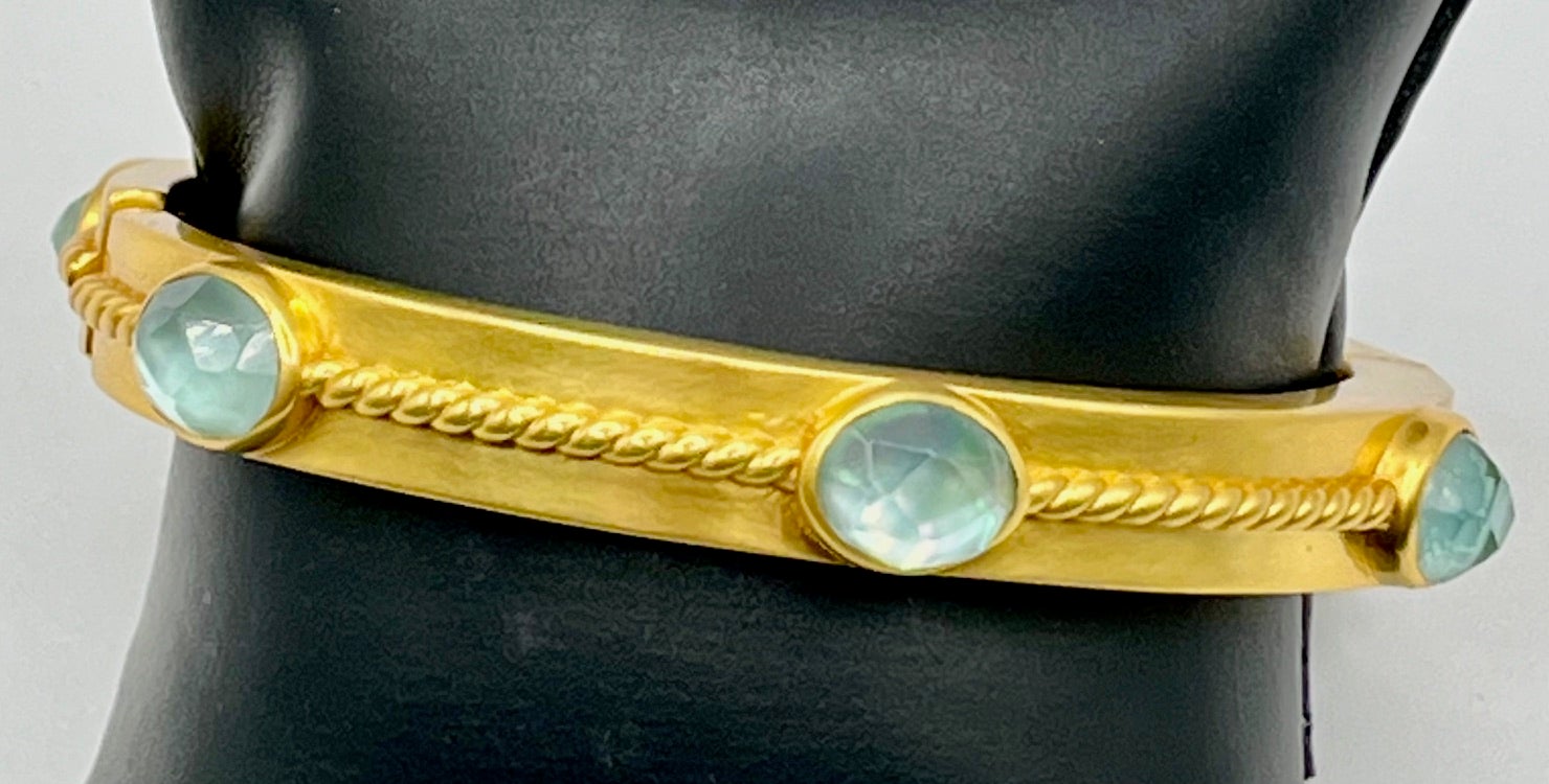 BG289GICP00 Nassau Stone Hinge Bangle in Iridescent Capri Blue by JULIE ...