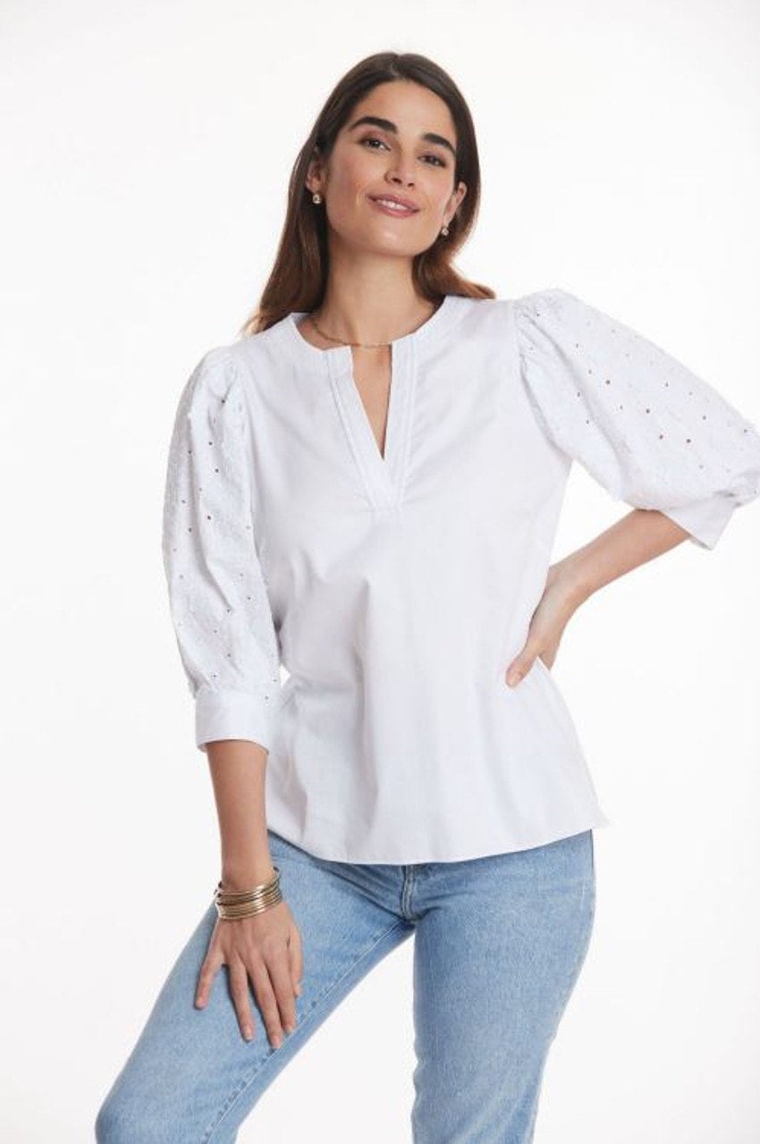 32314V The Jenny Embroidered Blouse in White by TYLER BOE | The CoCo ...