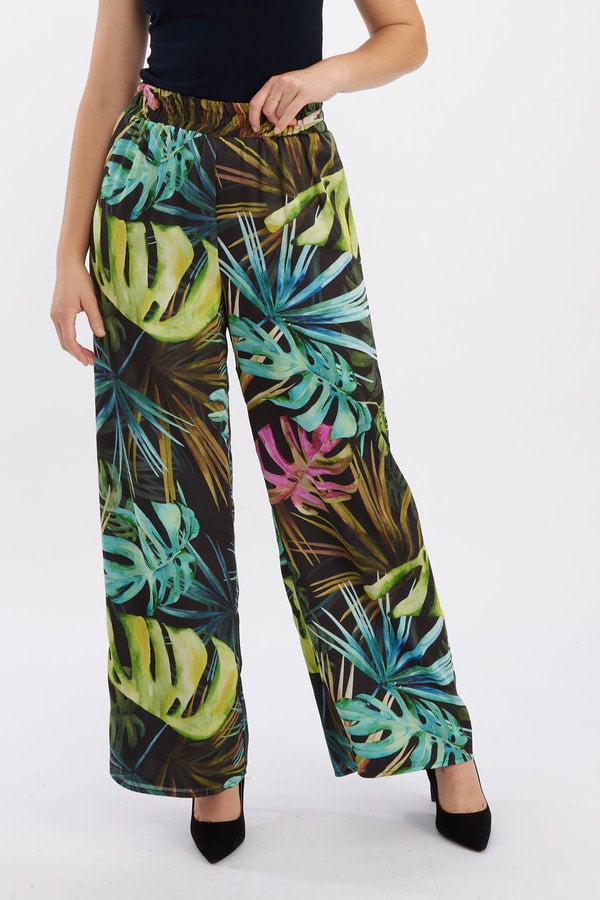 246470 Tropical Print Palazzo Style Pant by FRANK LYMAN | The CoCo Couture