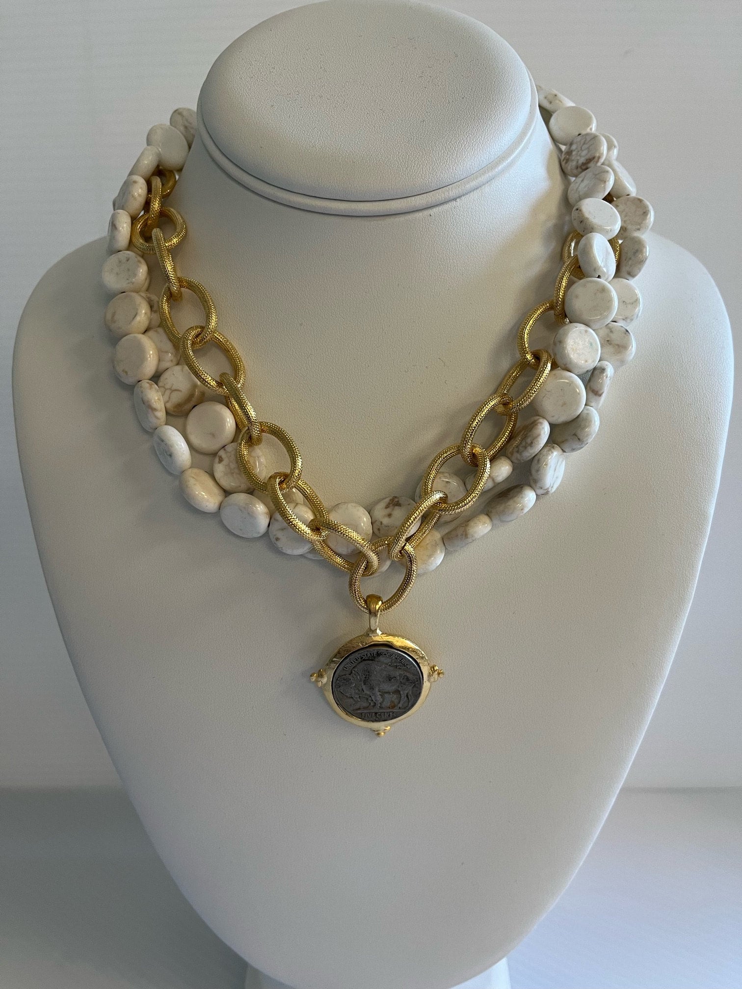 3921BG Buffalo Coin Multi Strand Necklace by SUSAN SHAW | The CoCo Couture